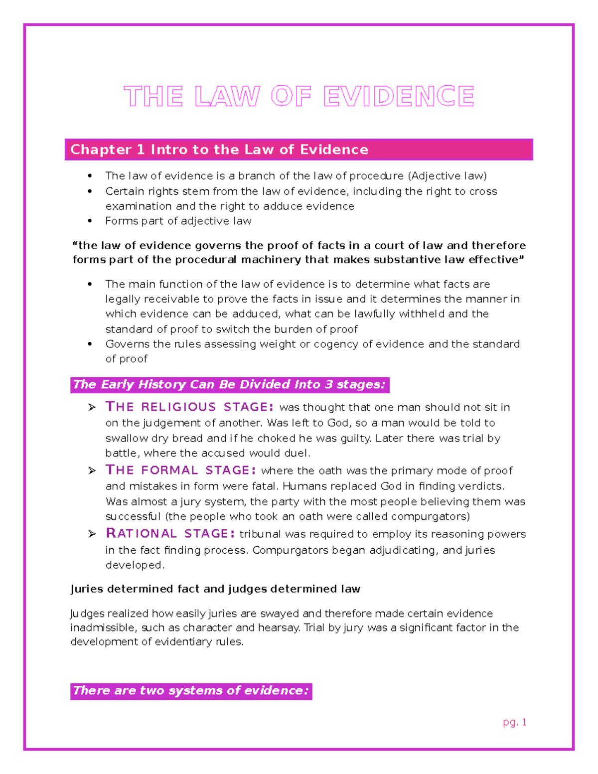Law of Evidence Notes: Understanding Admissibility & Relevance - Studocu