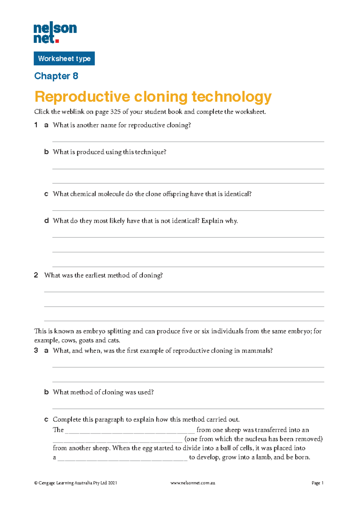 CNBS11WK000096 - Chapter 8 Worksheet on Reproductive Cloning Techniques ...