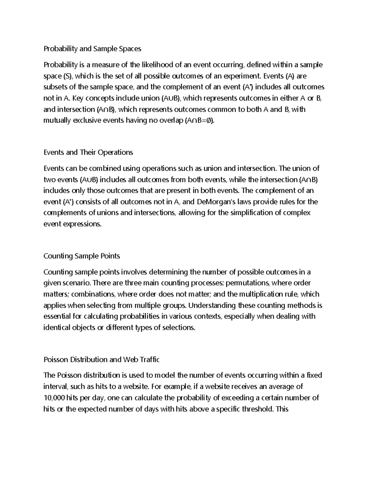 Probability and Sample Spaces: Key Concepts and Operations - Studocu