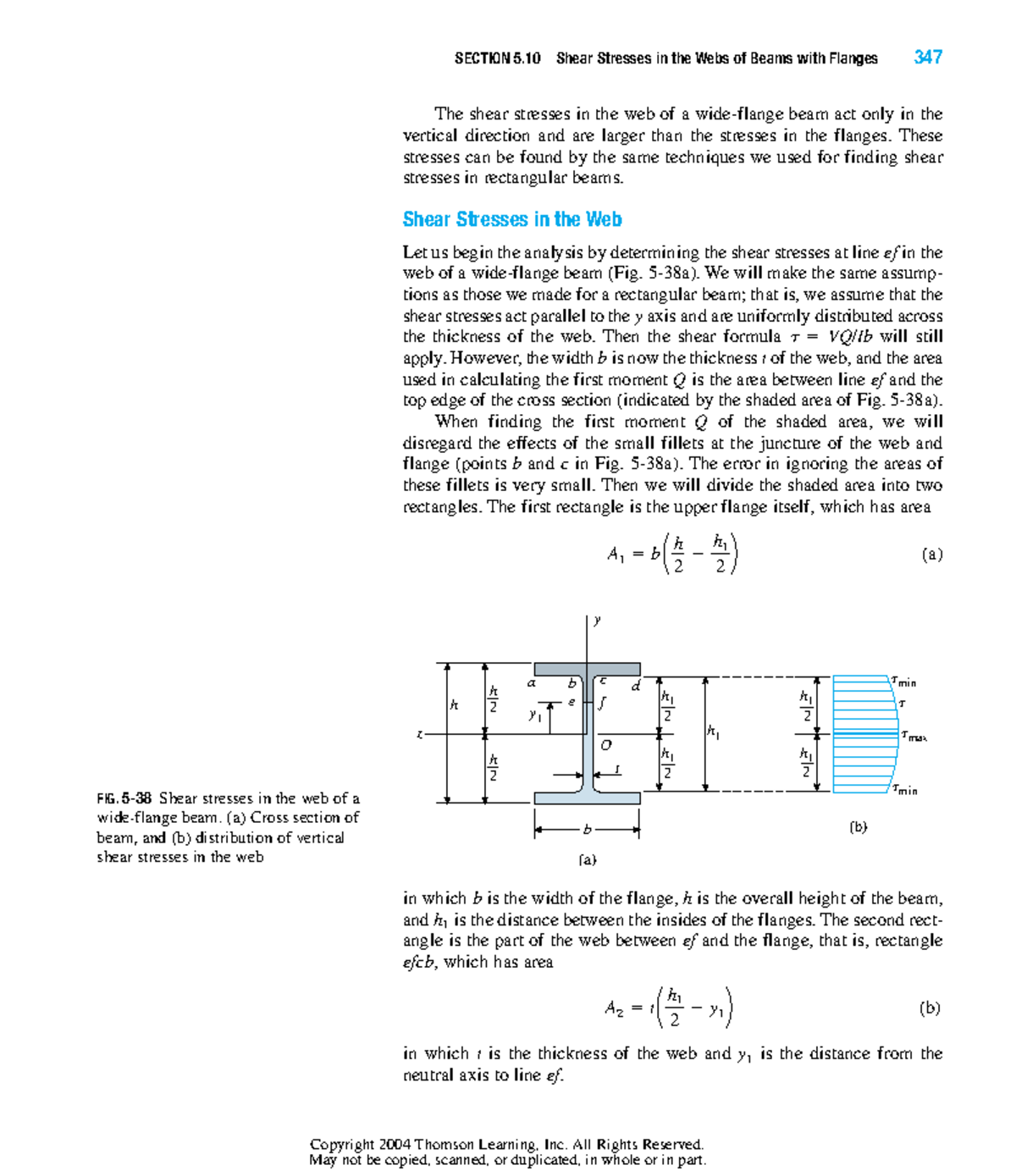 Shear Stresses in the Web of Wide-Flange Beams (Mechanics of Materials ...