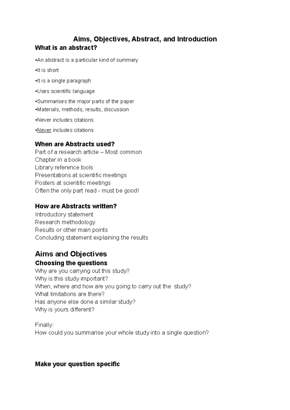 Aims, Objectives & Abstract of Research Studies Explained - Studocu