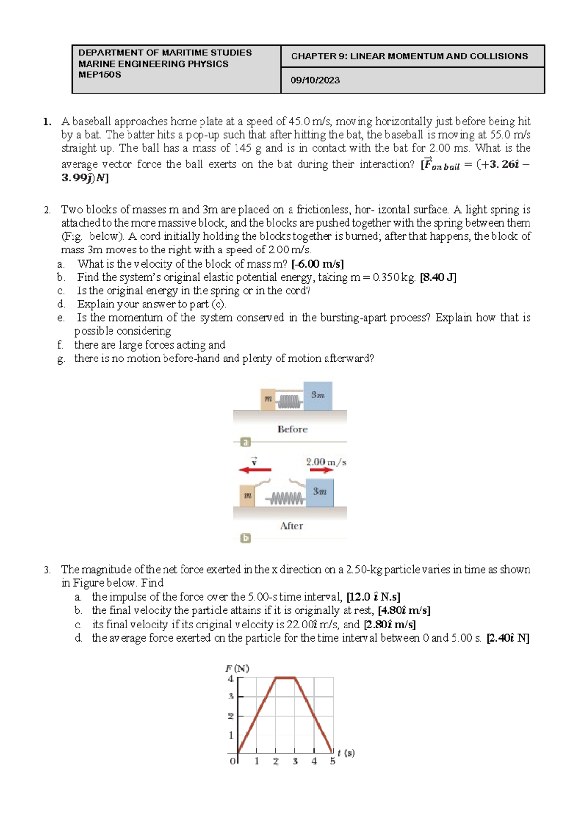 Chapter 9: Linear Momentum & Collisions - MEP150S (2023) - Studocu