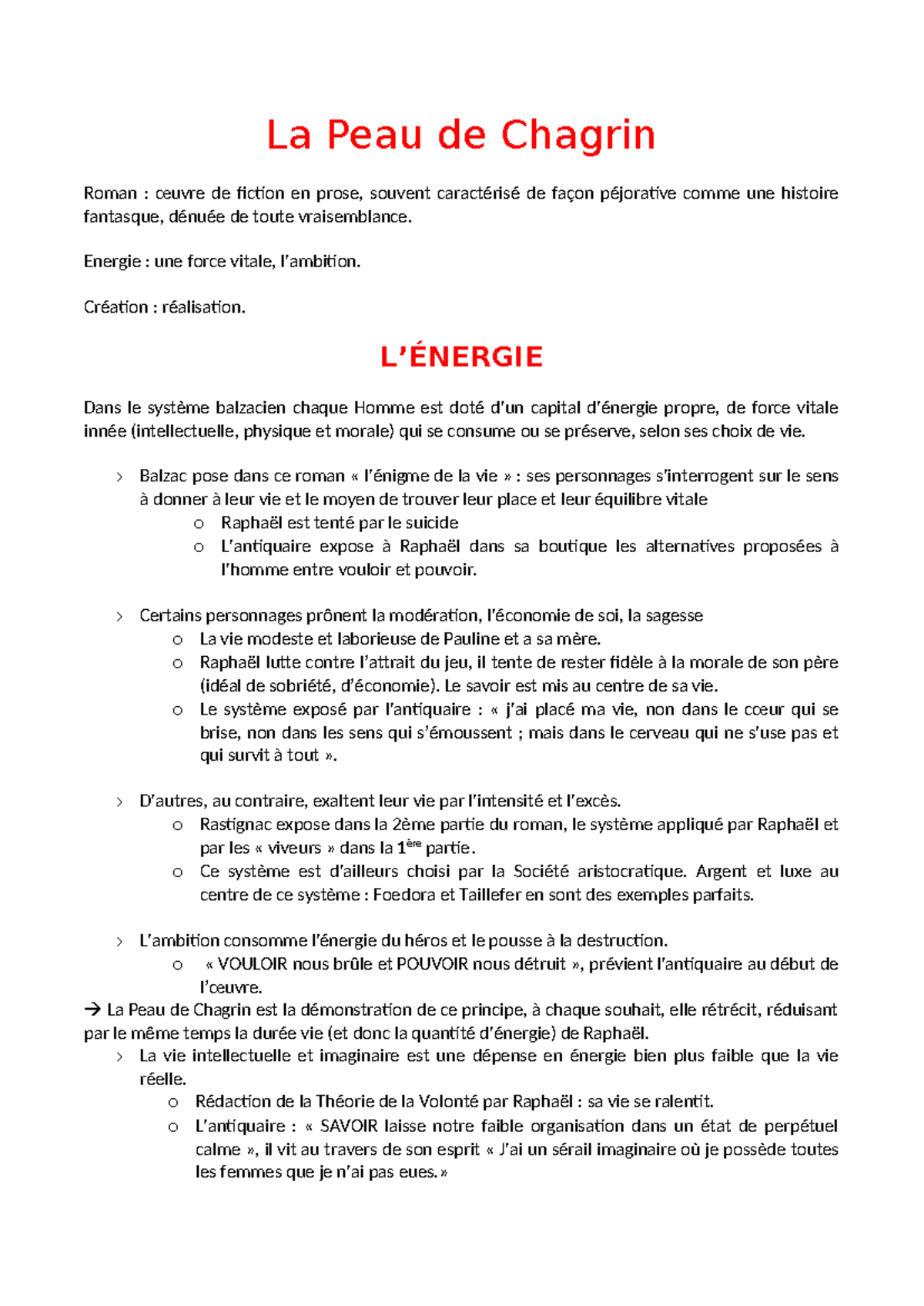 La Peau de Chagrin - Analyse et fiches de lecture détaillées - Studocu