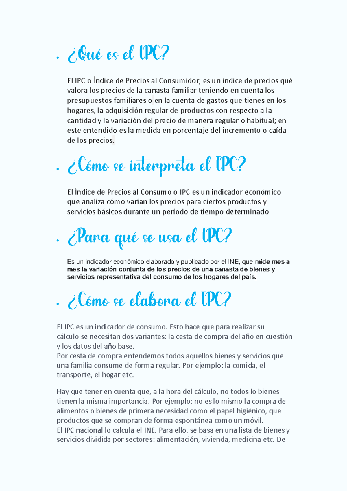 Qué es el IPC - tarea - El IPC o Índice de Precios al Consumidor, es un ...
