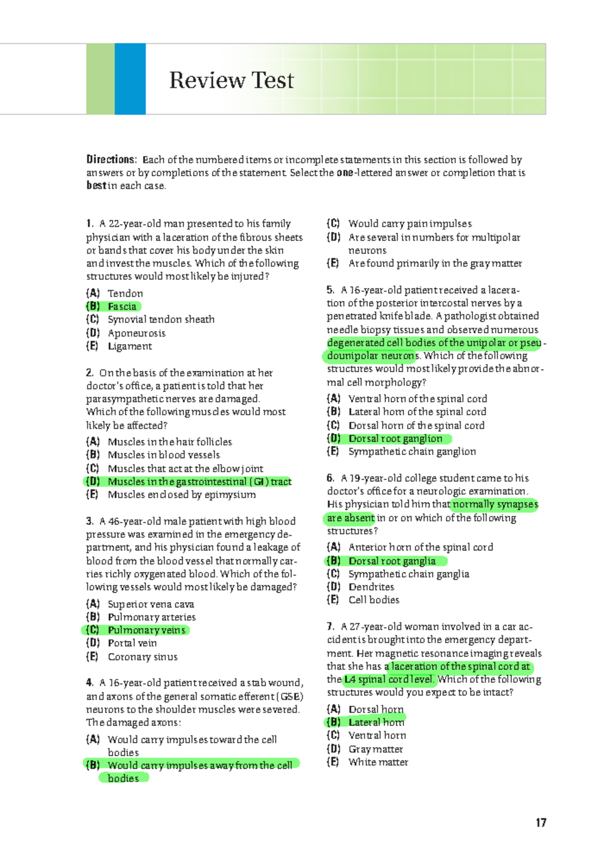 BRS Gross Anatomy Review Test - Studocu