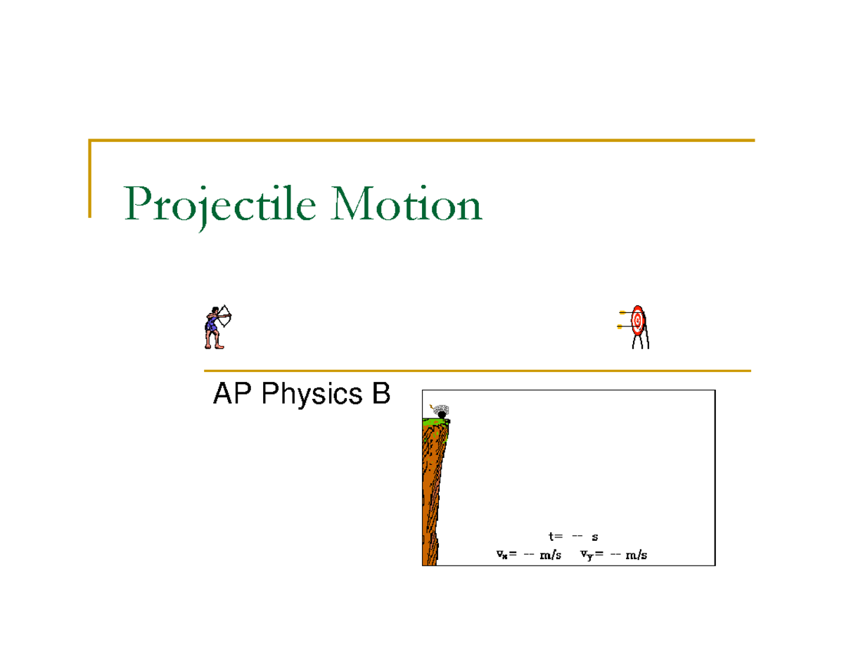 Ap physics b - projectile motion - Projectile Motion AP Physics B What ...