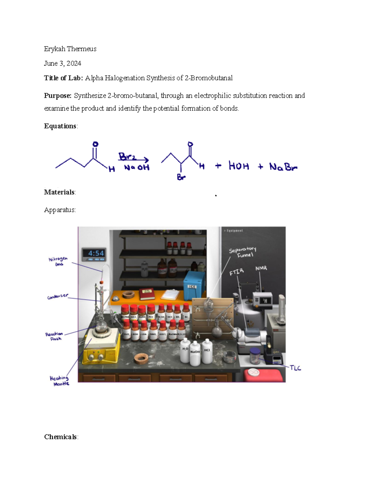 Alpha Halogenation Lab Report (CHEM 101) - Synthesis & Analysis - Studocu