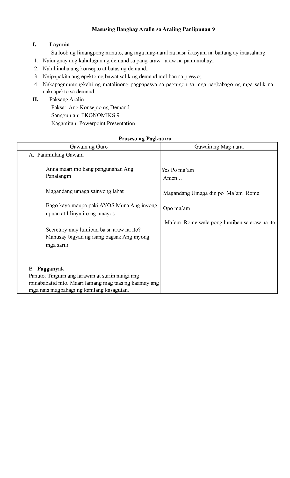 Demand-lesson-plan-pdf compress - Masusing Banghay Aralin sa Araling ...