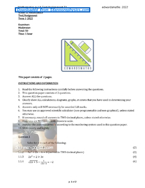 2025 Maths ATP Grade 12 Final - 2025 National ATP: MATHEMATICS GRADE 1 ...