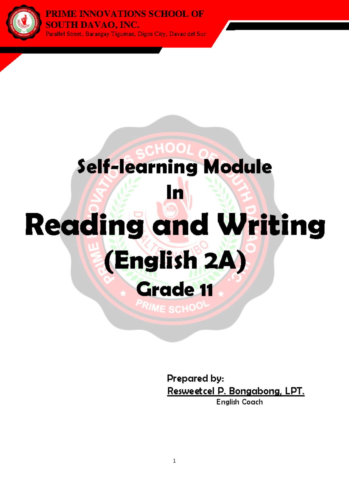Eng2A - Position Paper - for English - 1 Self-learning Module In ...