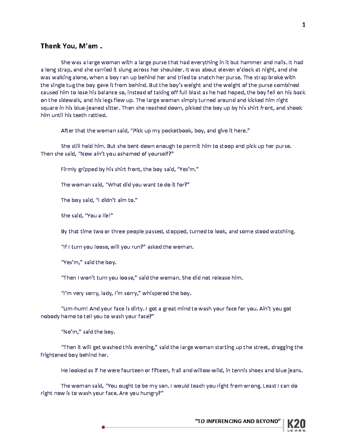 Langston Hughes Paired Passages: "Thank You" & "Mother to Son" Analysis ...