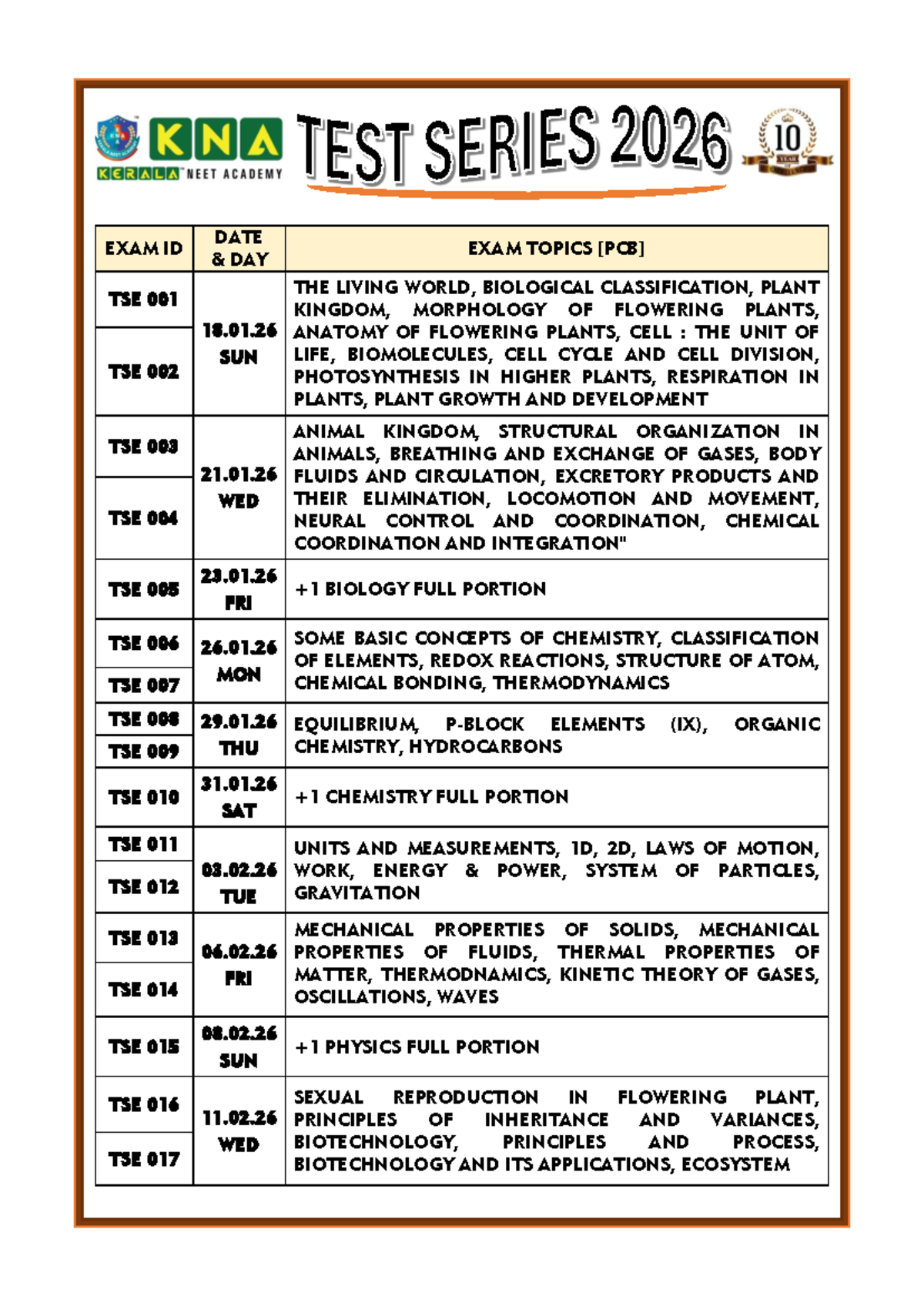 TEST Series 2026: Comprehensive Exam Diary (TSE 001 - TSE 052) - Studocu
