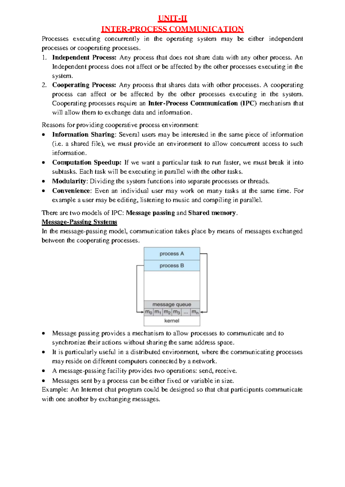 OS Notes - Inter-Process Communication (IPC) UNIT 3 - Studocu