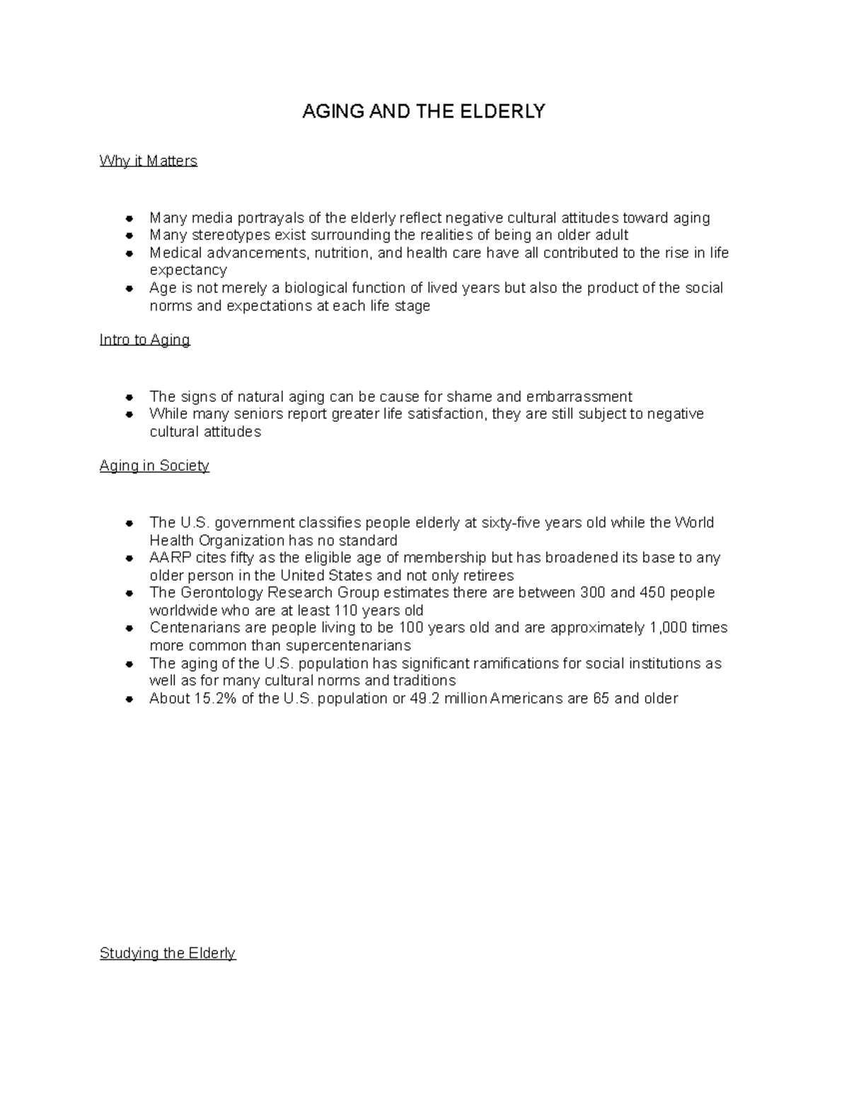 Module 14 Part 1 Aging and the Elderly - AGING AND THE ELDERLY Why it ...