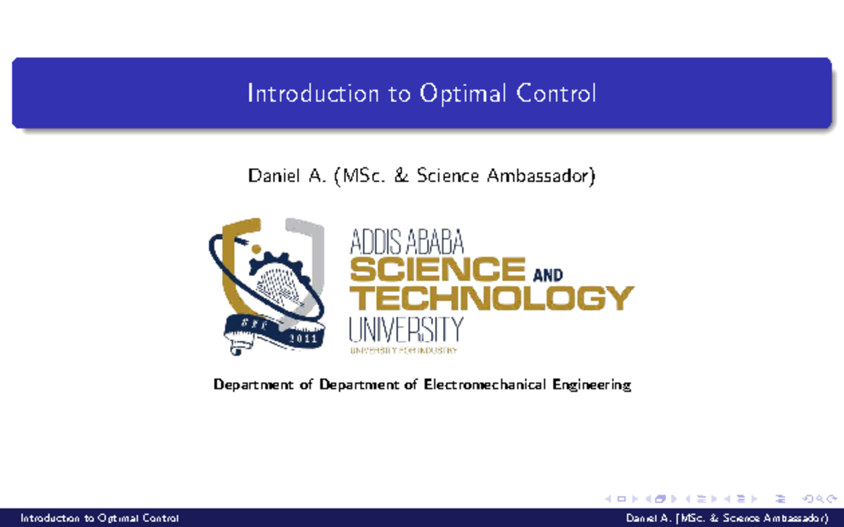 MCS 5: Comprehensive Overview of Optimal Control Techniques - Studocu