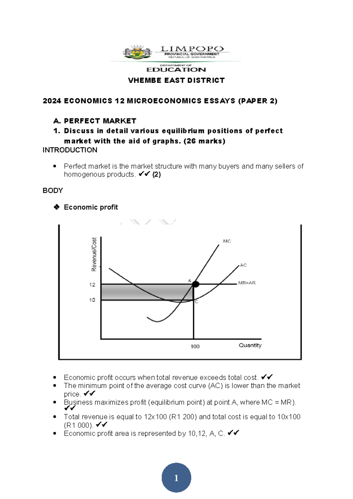 2024 Econ 12 Microeconomics Essay Notes (Paper 2) on Market Structures ...