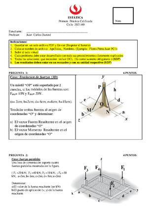 Estatica OEXC215: Soluciones y Ejercicios de Cálculo Estructural - Studocu