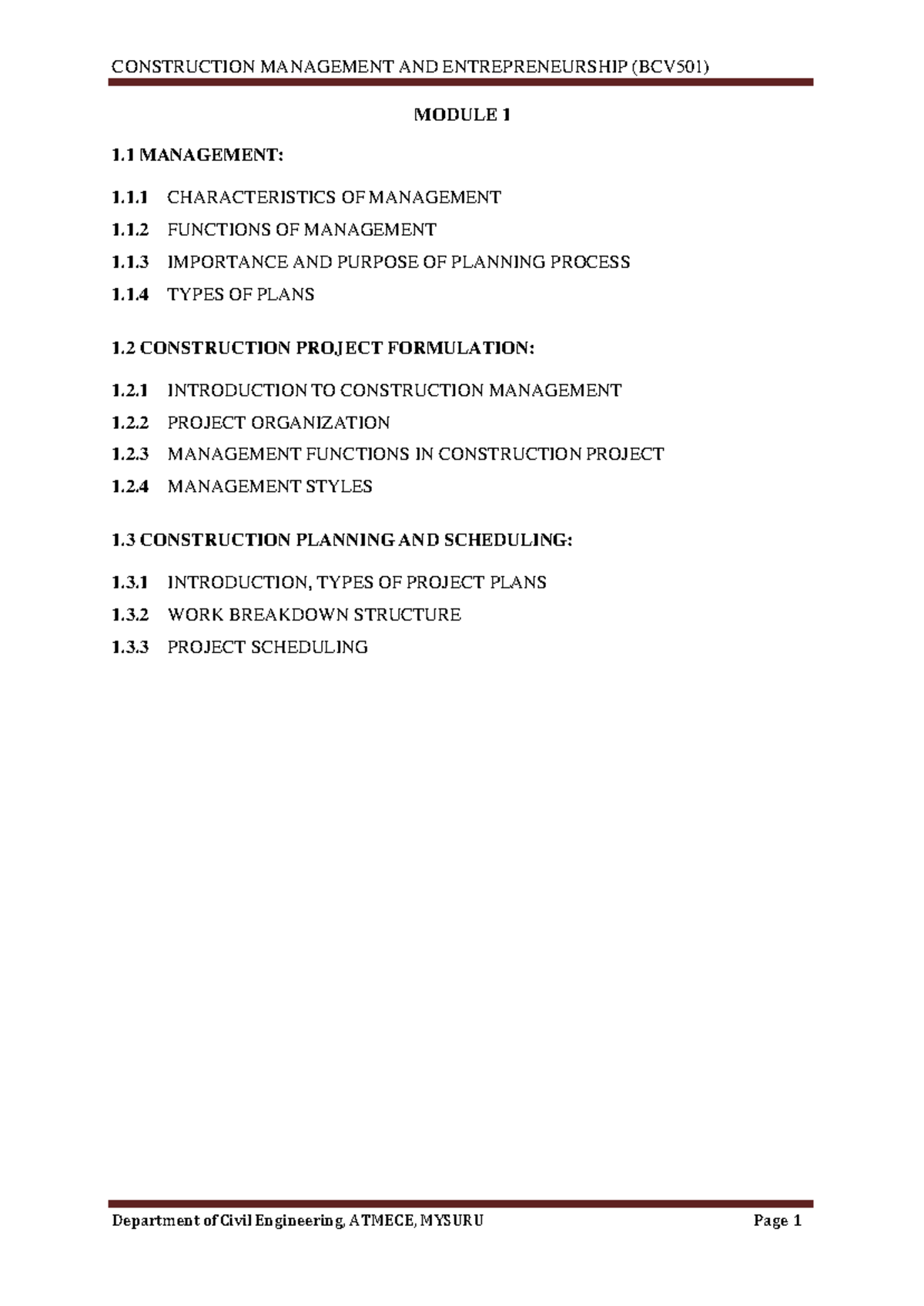BCV501 CME Notes MOD-1 - Cme - MODULE 1 1 MANAGEMENT: 1.1 ...