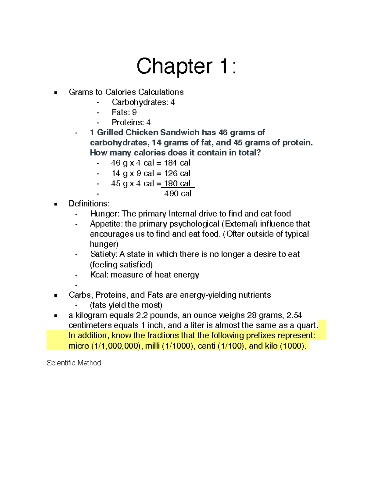 Chapter 1 - Introduction to Human Nutrition - Chapter 1: ̄ Grams to ...