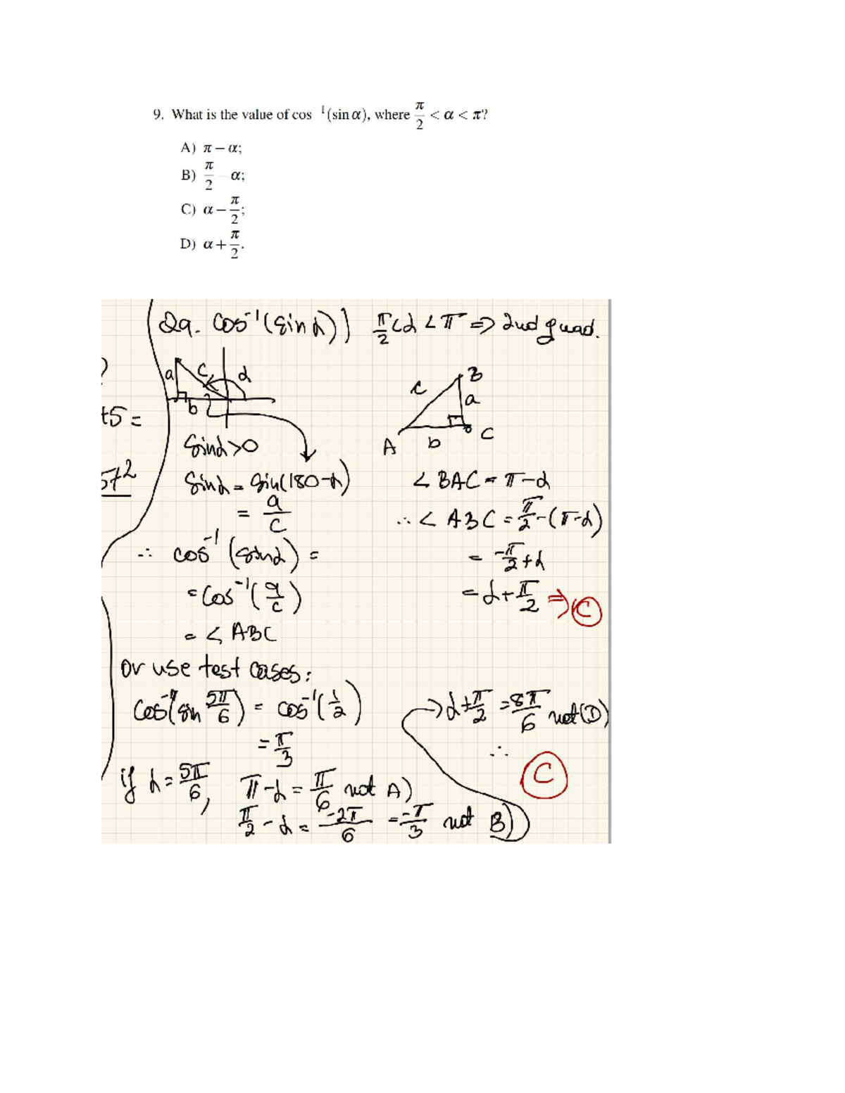 Trial Paper Questions for Math 9: Cosine and Sine Functions - Studocu