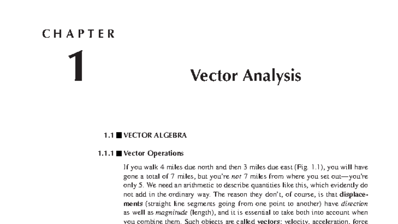 CHAPTER 1 Vector Analysis: Understanding Vector Algebra and Operations - Studocu