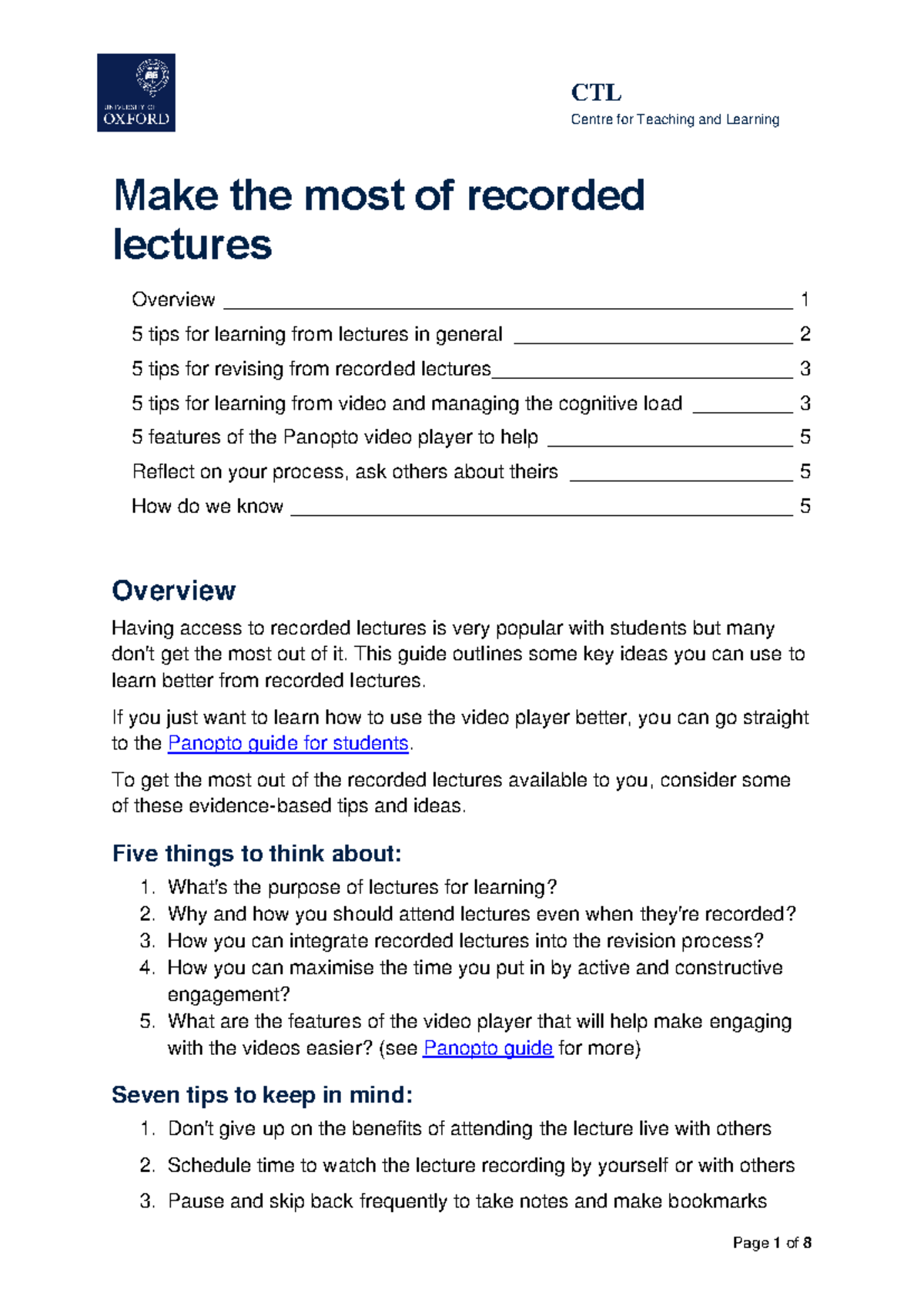 Maximizing Learning from Recorded Lectures: A Guide for Students - Studocu