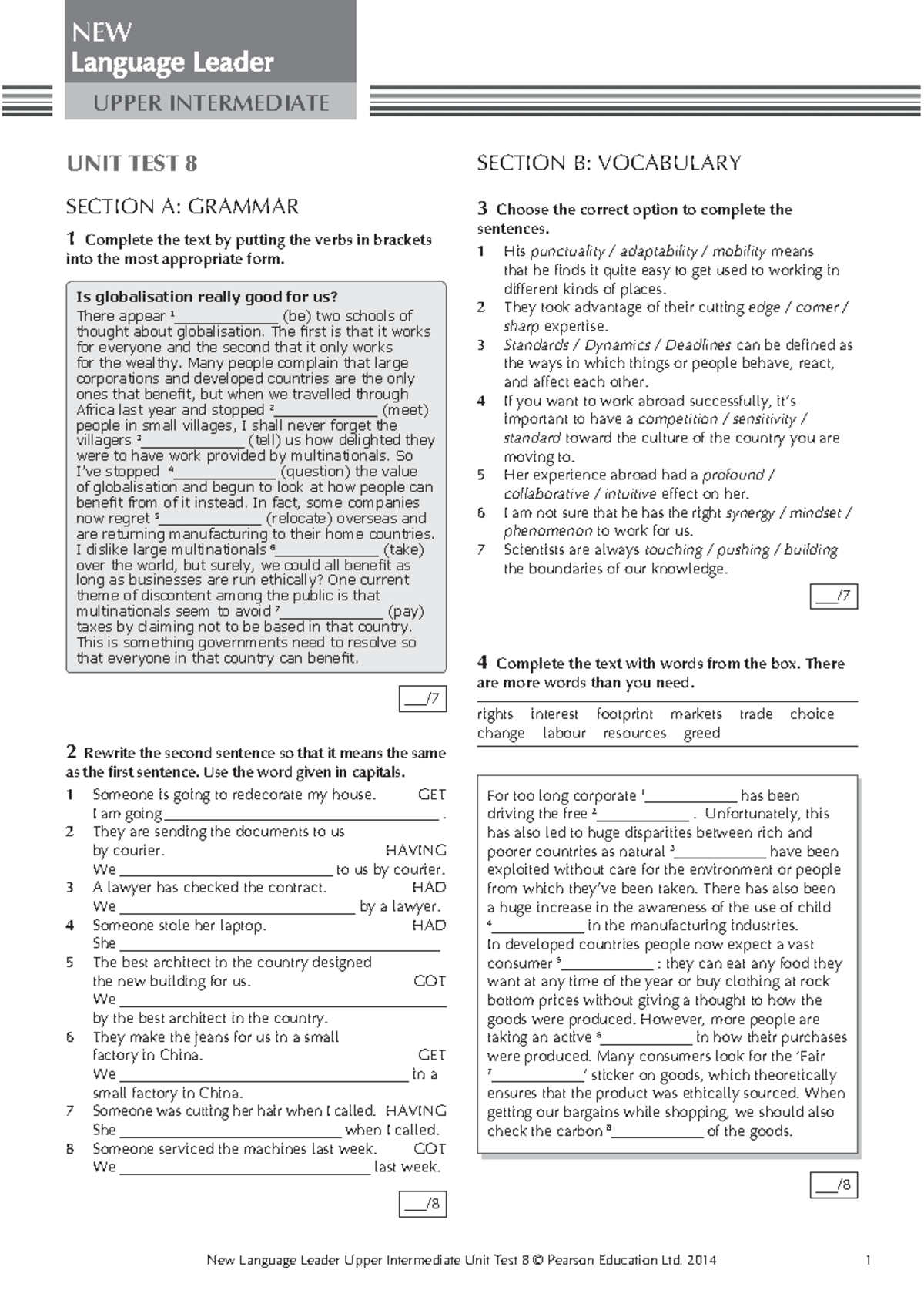 M08 LL TES Uinglb 8445 U08 - NEW New Language Leader Upper Intermediate ...