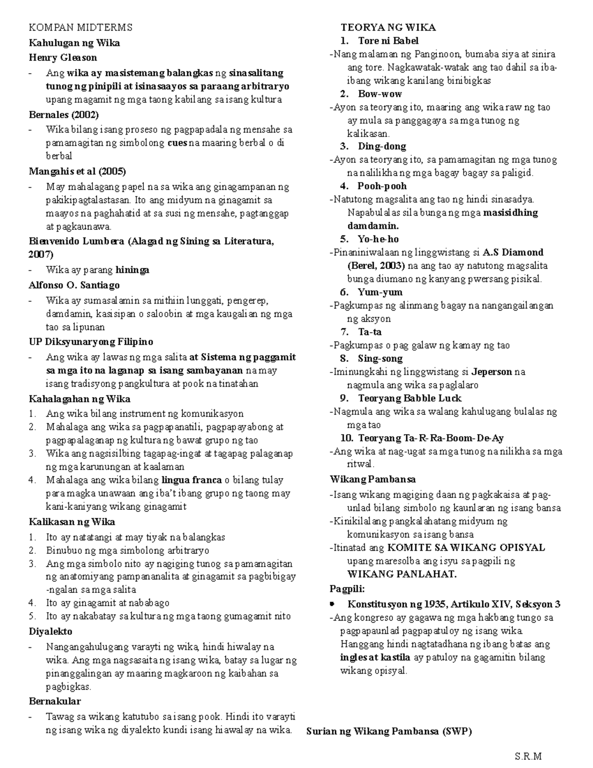 Kompan- Midterms - Thank you - KOMPAN MIDTERMS Kahulugan ng Wika Henry ...