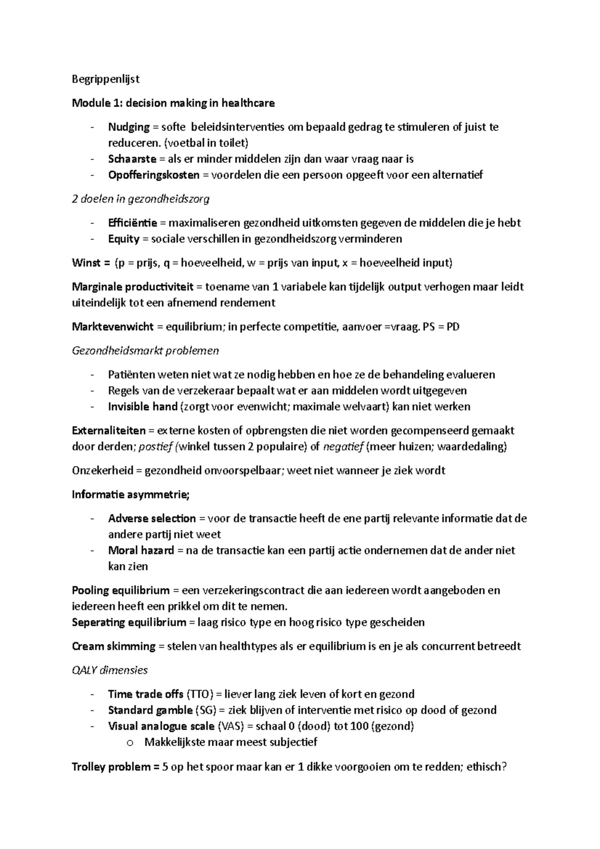 Korte sv - Healthcare Management en Innovatie in Zorg (Module 1 & 3 ...