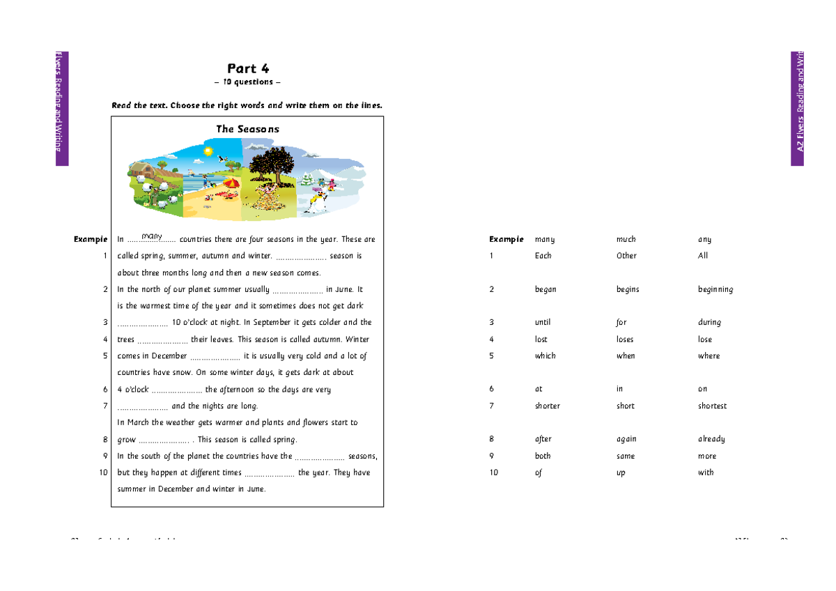 A2 Flyers Reading & Writing: Seasons Worksheet - Studocu