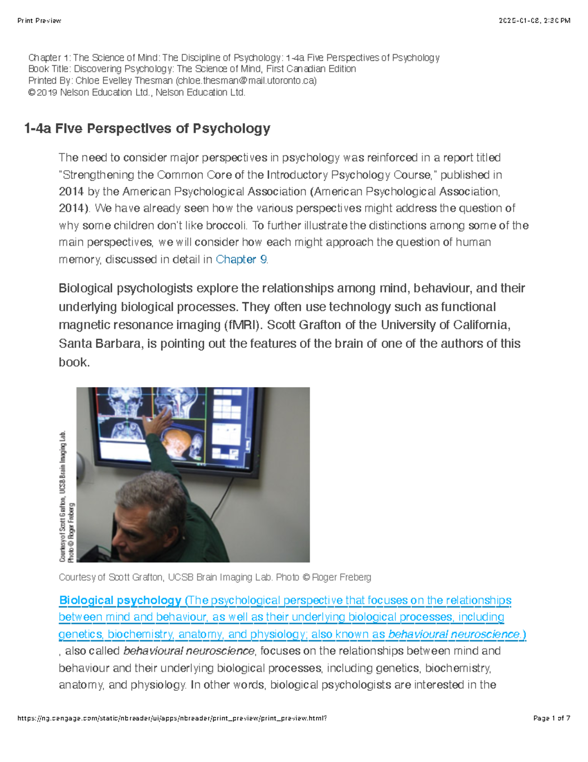 Chapter 1: Five Perspectives of Psychology - Discovering Psychology ...