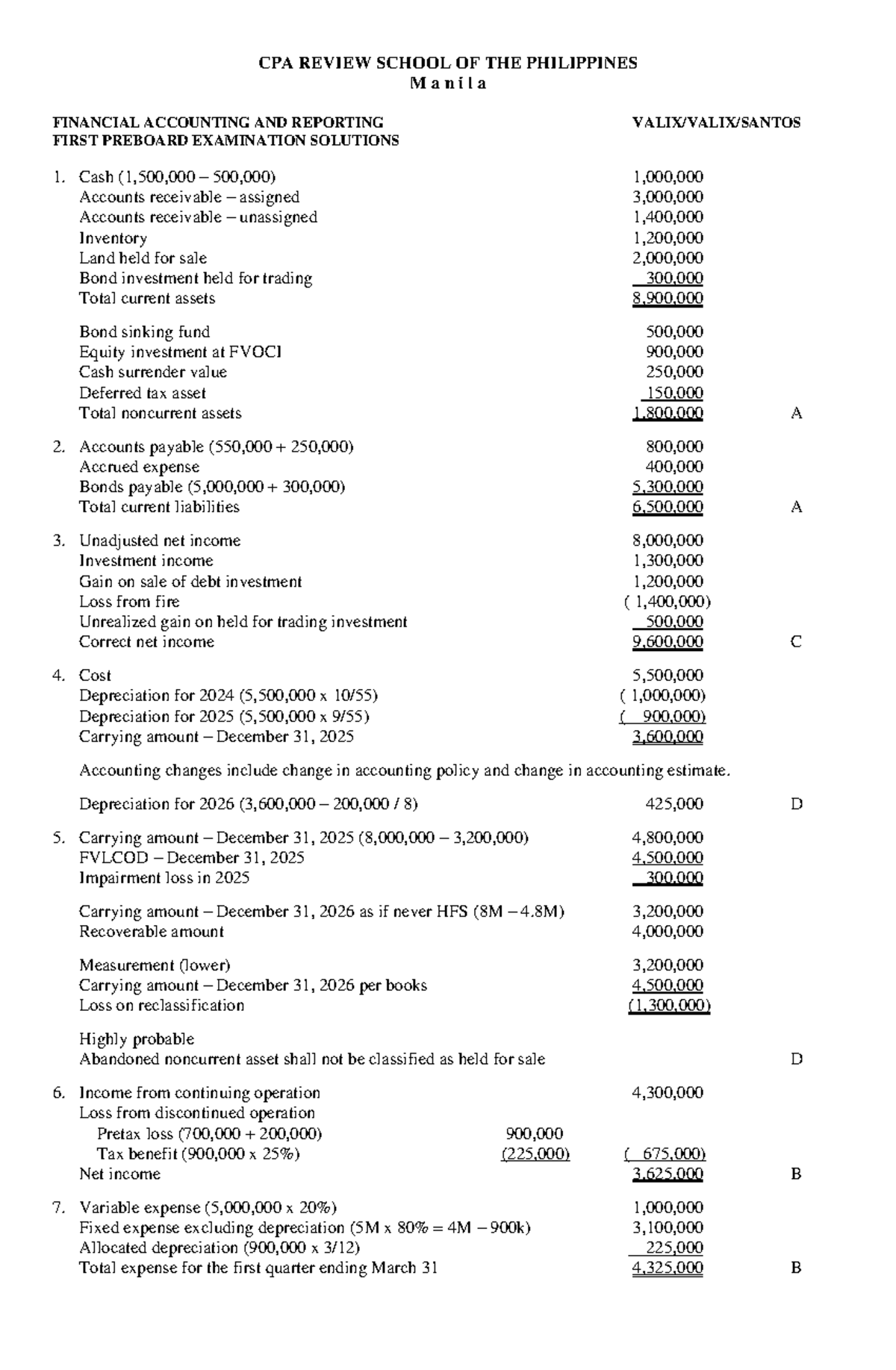 Batch 95 FAR First Preboard Exam Solutions and Analysis - Studocu