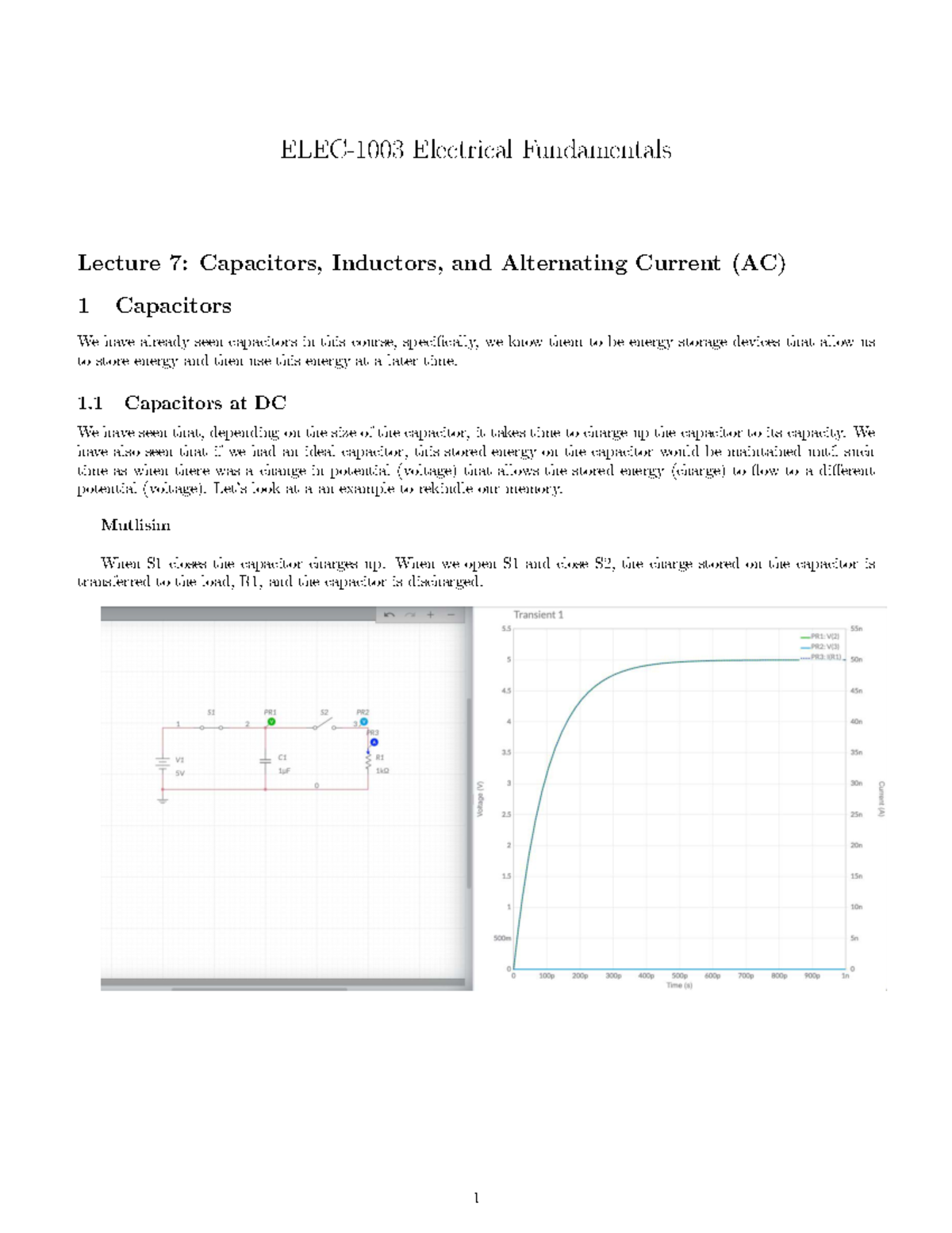 ELEC1003 Lecture 7: Capacitors, Inductors, and AC Fundamentals - Studocu