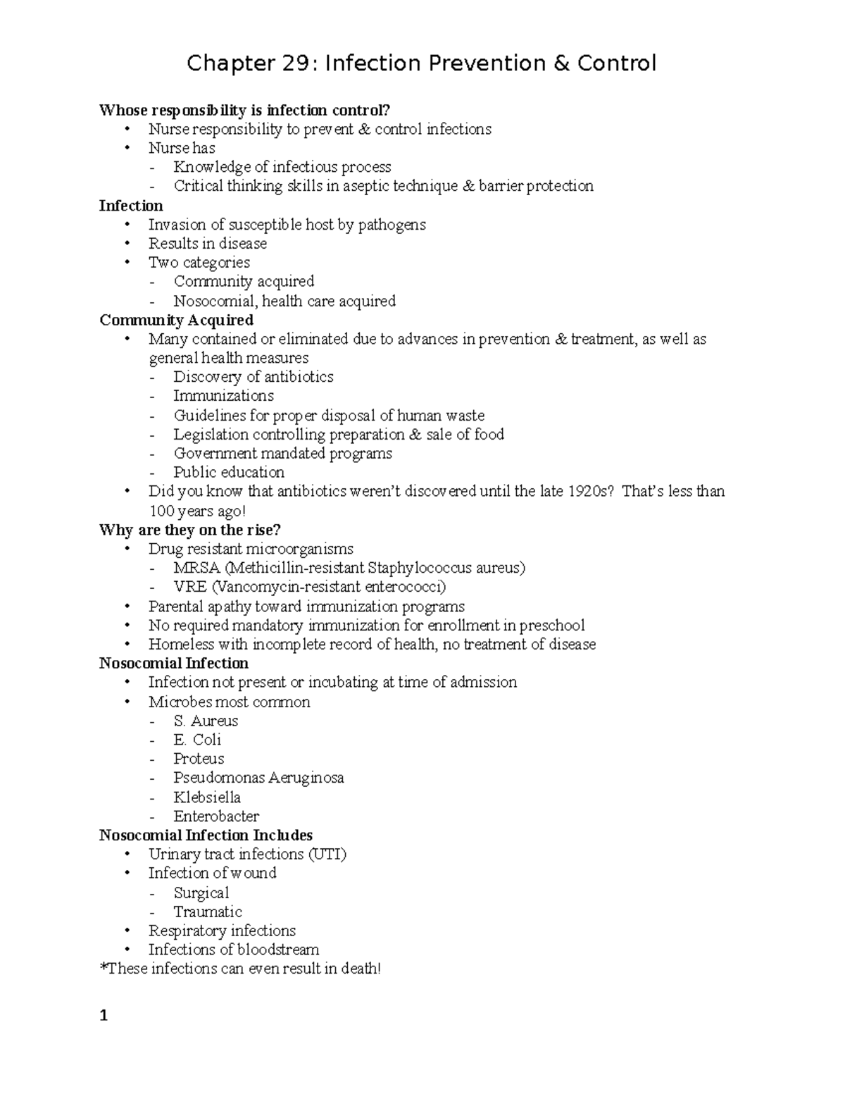 Chapter 29 - Infection Prevention & Control - Whose responsibility is ...
