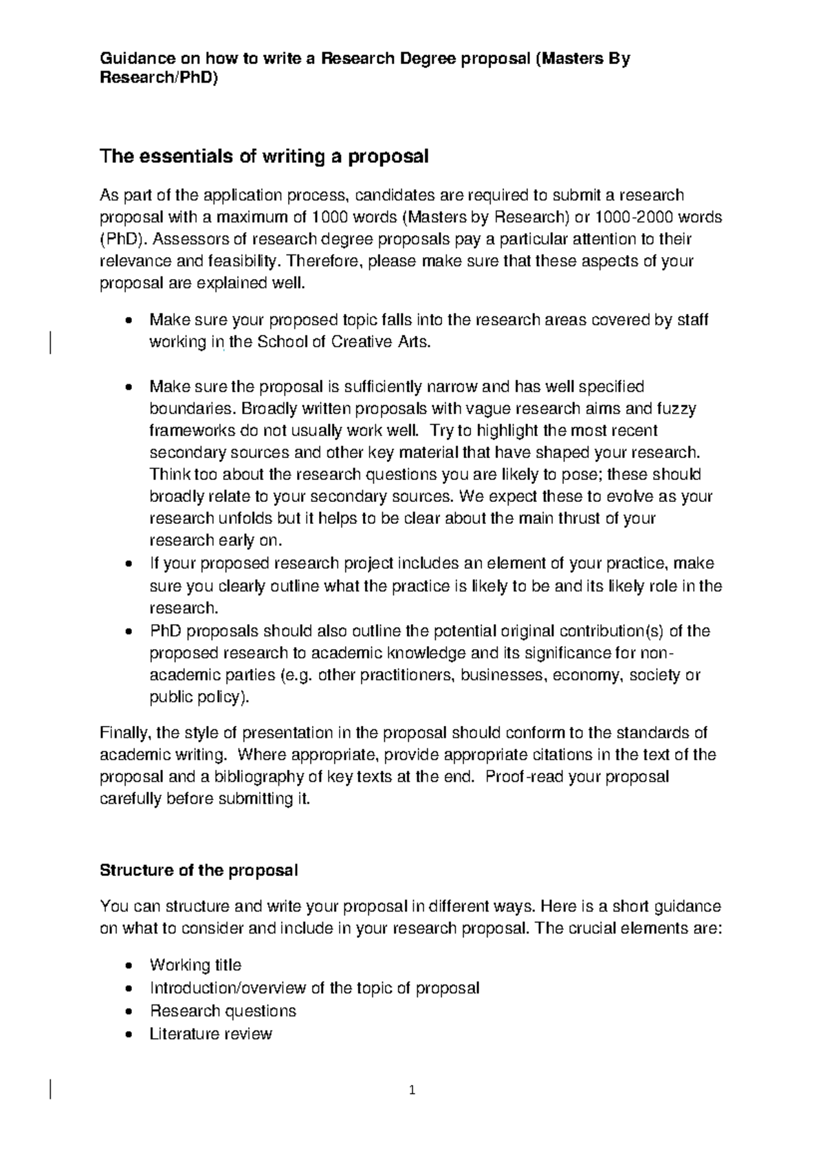 Guidance on Writing a Research Degree Proposal (Masters) - Studocu