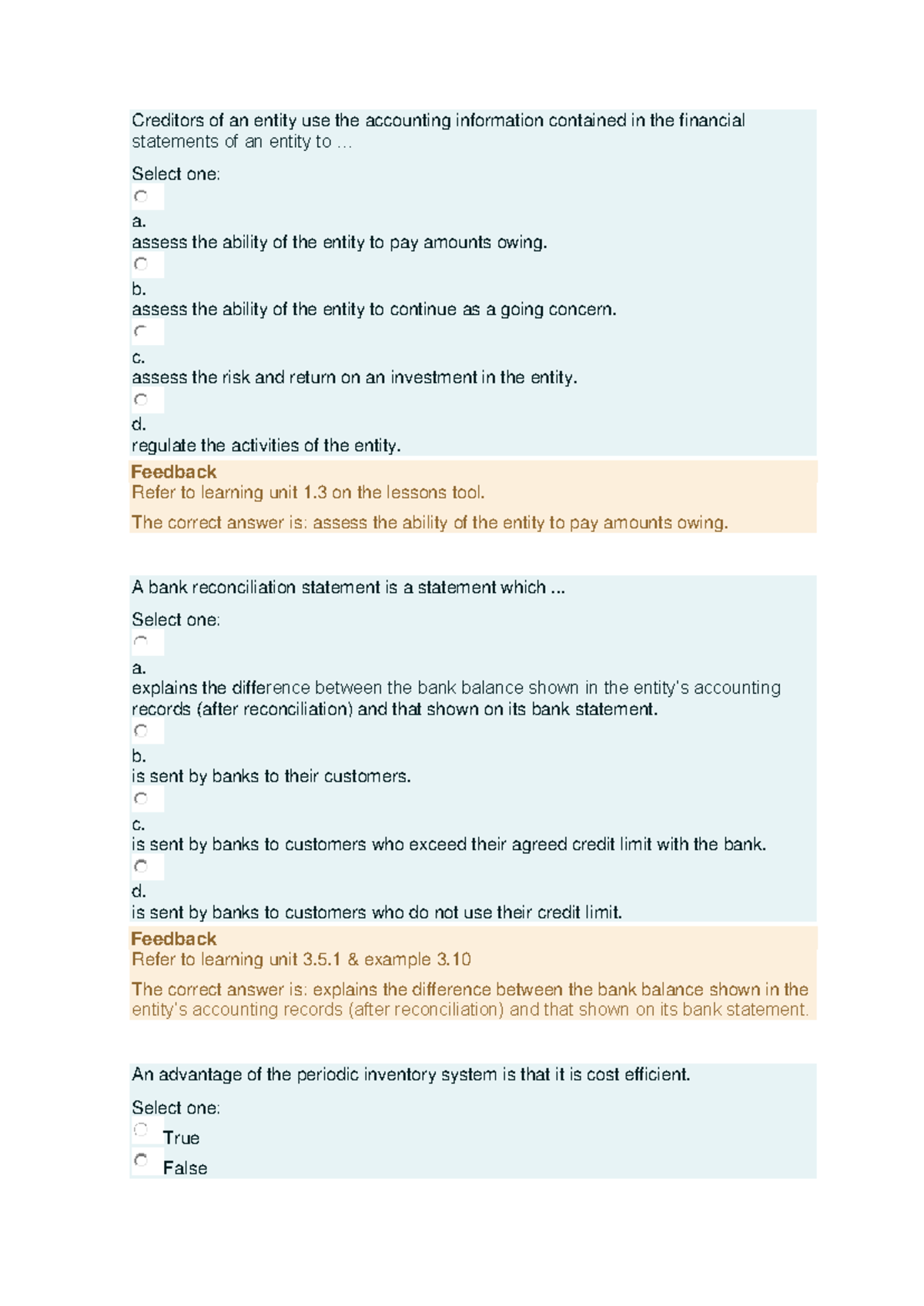 ACC101 Assignment 2: Key Concepts and Review Questions - Studocu