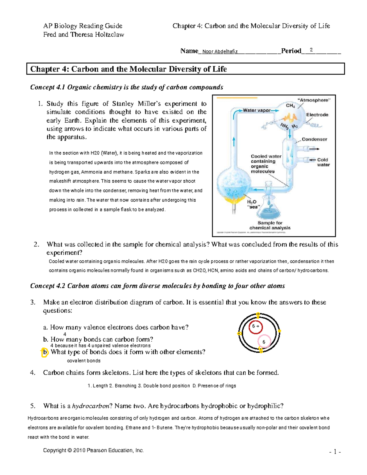 AP Biology Reading Guide: Chapter 4 - Carbon Chemistry Insights - Studocu