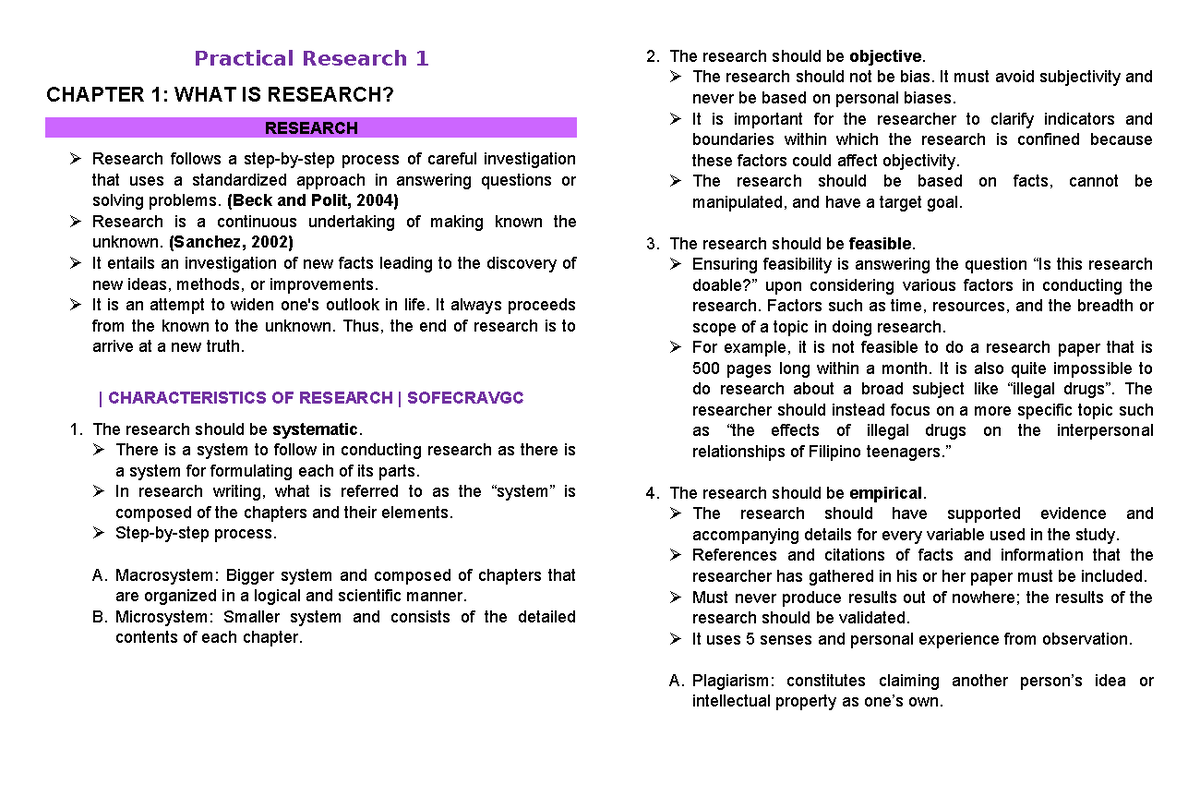 Practical Research 1: Foundations and Methodologies Explained - Studocu