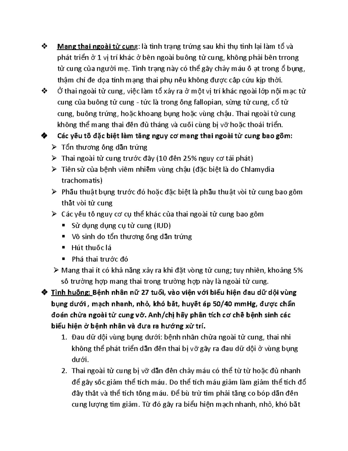 Sinh lý bệnh miễn dịch câu 5 - Mang thai ngoài t ử cung: là tnh tr ng tr ng sau khi thạ ứ ụ tnh ...