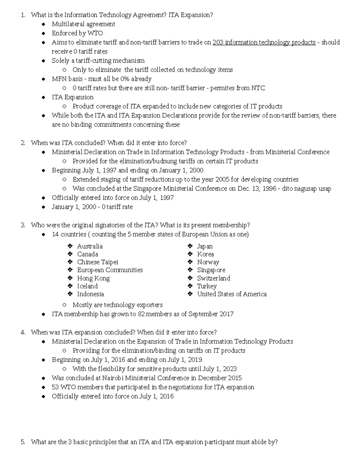 ITA Notes - Overview of Information Technology Agreement & Expansion ...