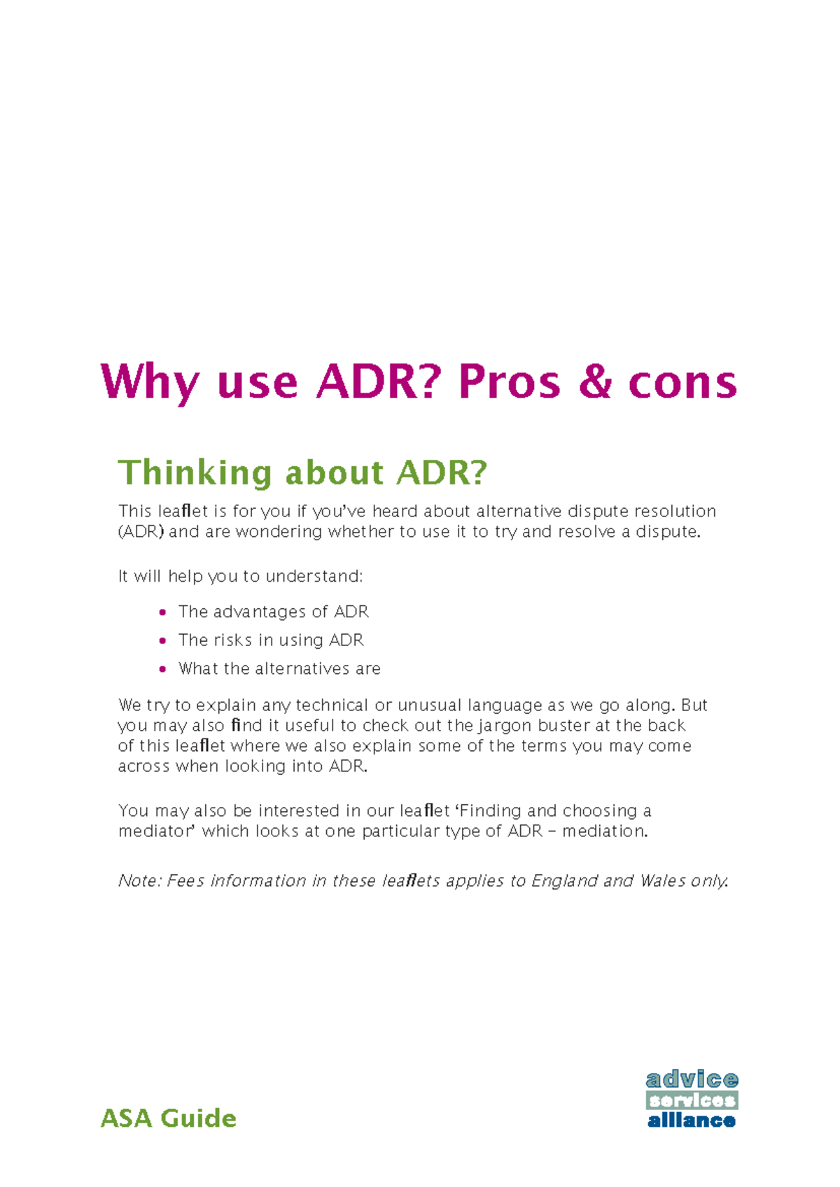 Why-use-ADR - why use adr - Why use ADR? Pros & cons Thinking about ADR ...