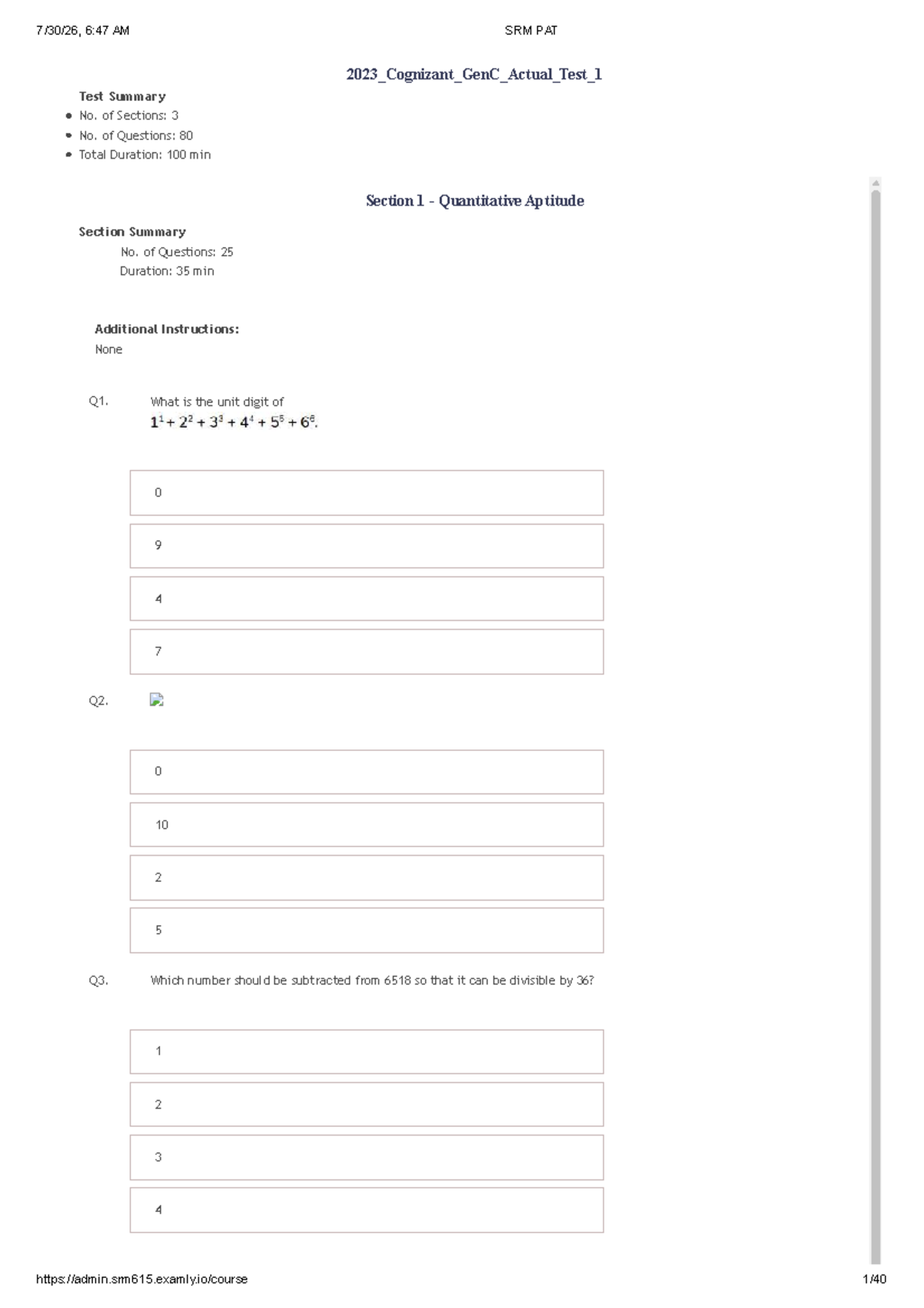 Cognizant GenC PAT 2023: Test Summary & Practice Questions - Studocu