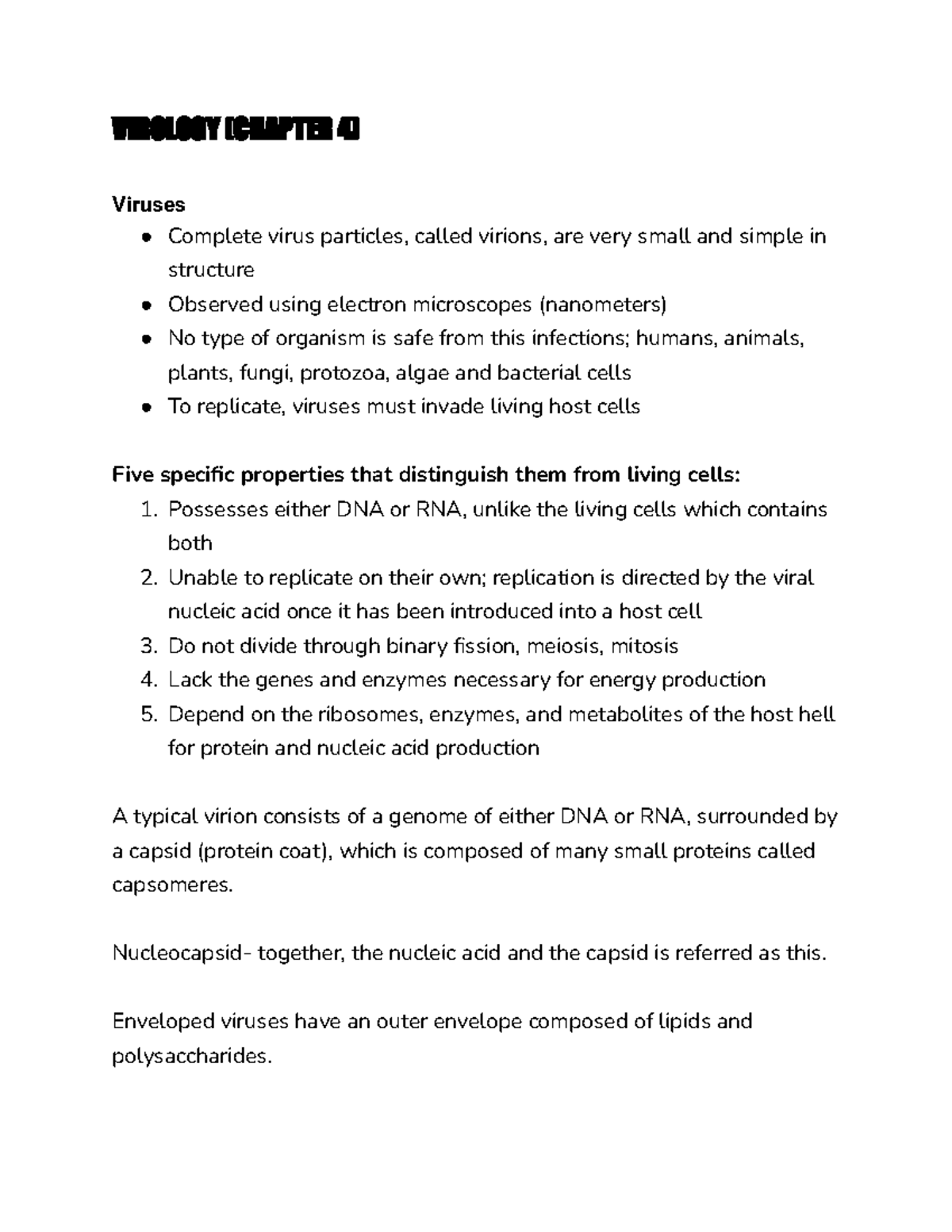Microbiology (4&18) Reviewer - VIROLOGY (CHAPTER 4) Viruses Complete ...