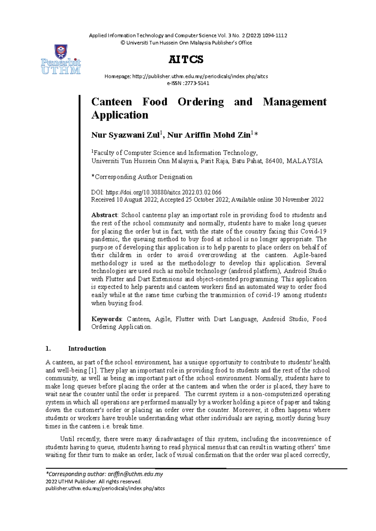 Development of Canteen Food Ordering App: AITCS 2022 Case Study - Studocu