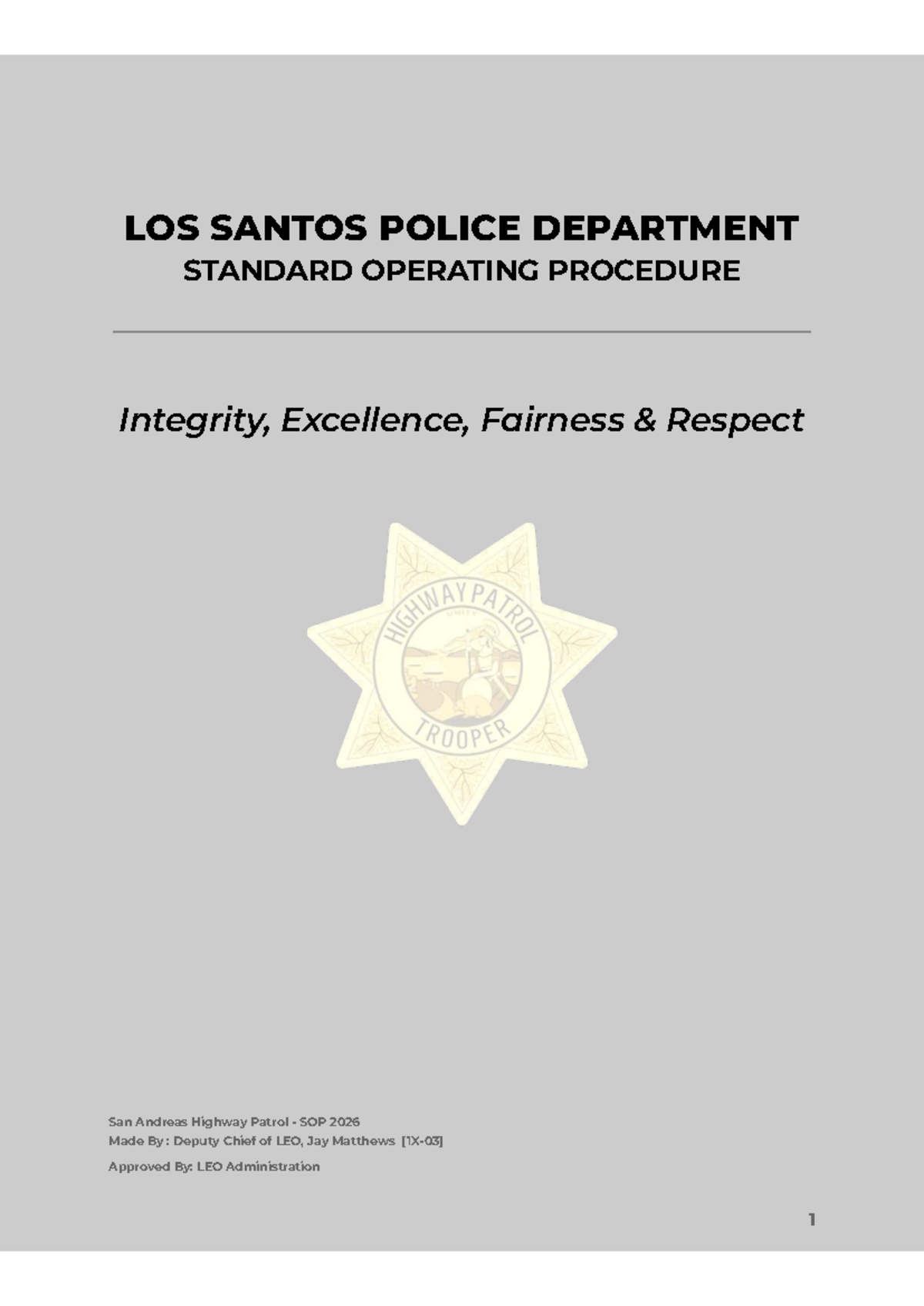 [UN] LSPD - Standard Operating Procedure (SOP) 2026 - Studocu
