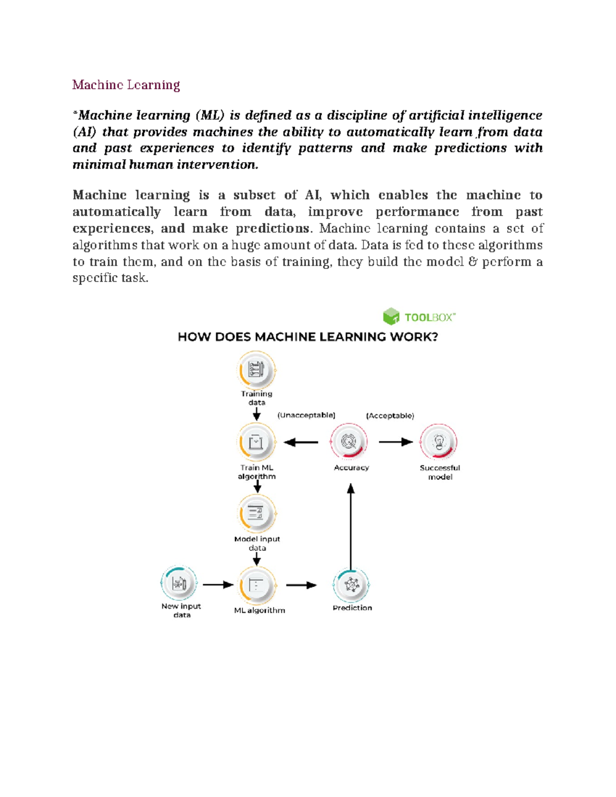 Basics of Machine Learning (ML): Key Concepts and Life Cycle - Studocu