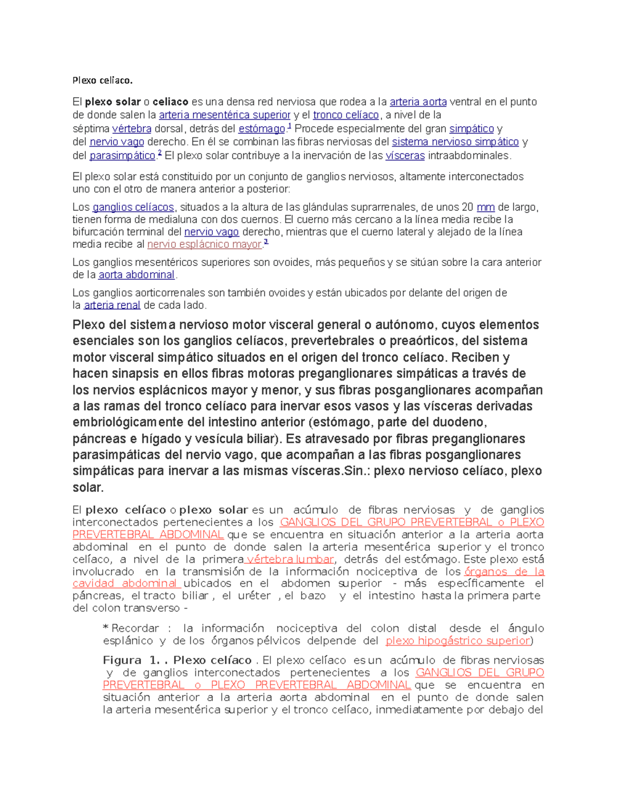 Plexo celiaco - El plexo solar o celiaco es una densa red nerviosa que ...