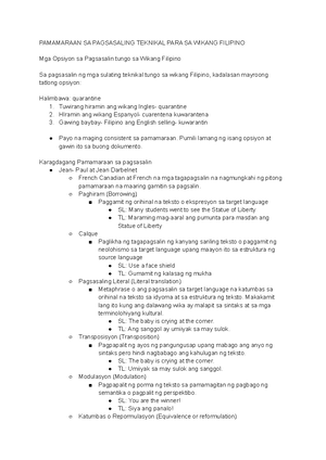 Teorya AT Metodo SA Pagsasalin - Teorya at Metodo ng Pagsasalin Report by: Agojo Lai Tandaan mo ...