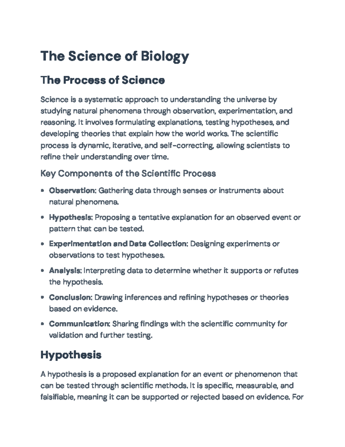 The Scientific Process: Key Concepts in Biology (BIO 101) - Studocu