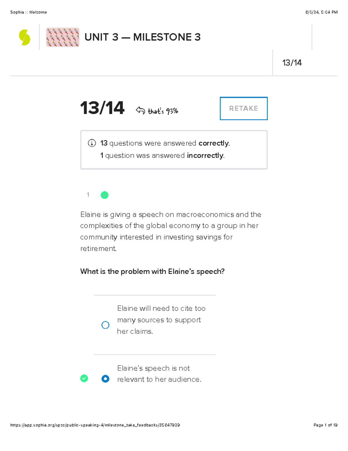 SOPHIA Unit 3: Milestone 3 Speech Strategies and Rationale - Studocu